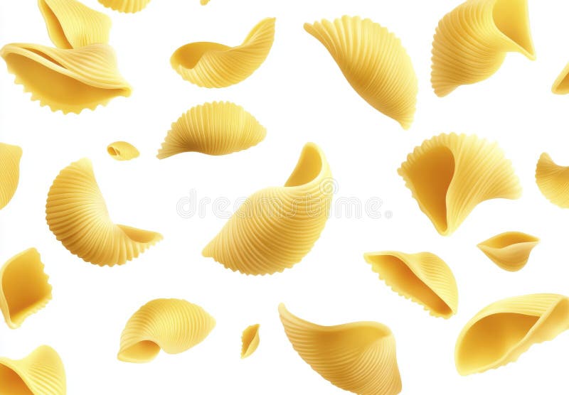 Pasta of Shell Macaroni Products with Prawns Served on Plate Vector ...