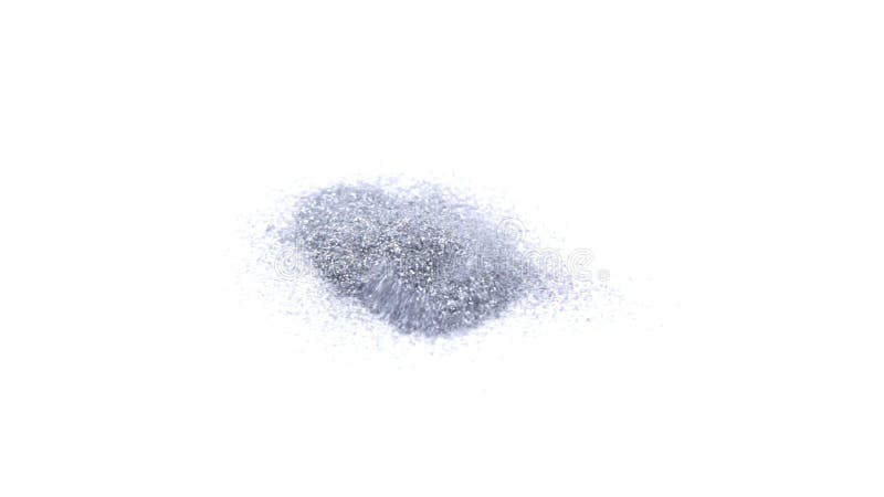Falling Silver Glitter Dust. Silver Sparkles Fall To a Pile on a White ...