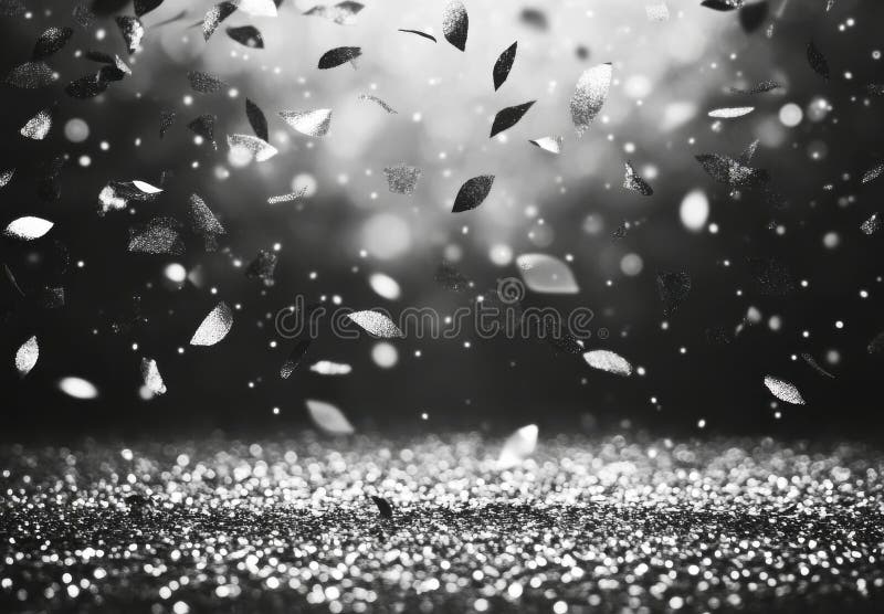 Falling Silver Leaves and Glitter Abstract Background Stock ...