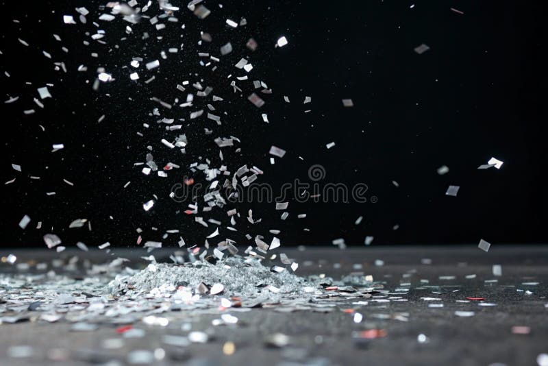 Falling Silver Metallic Glitter Foil Confetti Stock Illustration ...