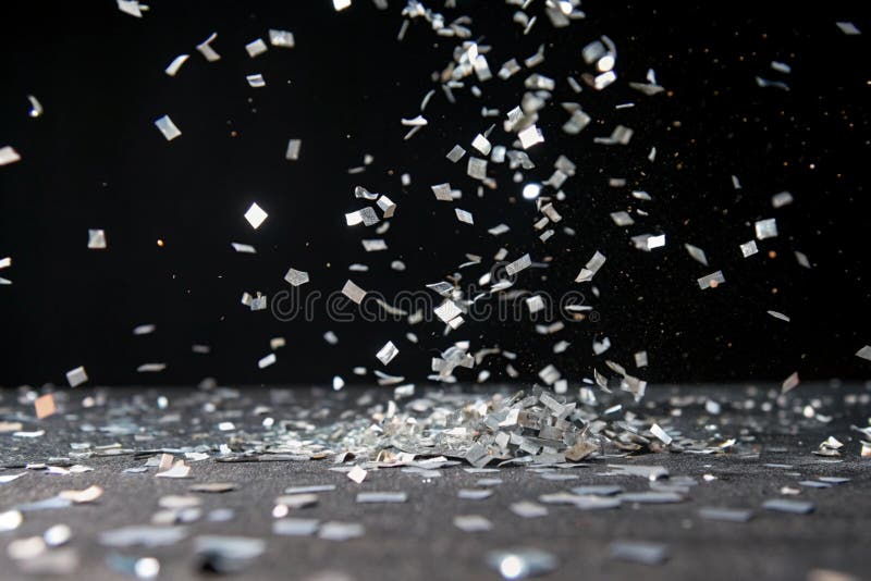 Falling Silver Metallic Glitter Foil Confetti Stock Illustration ...