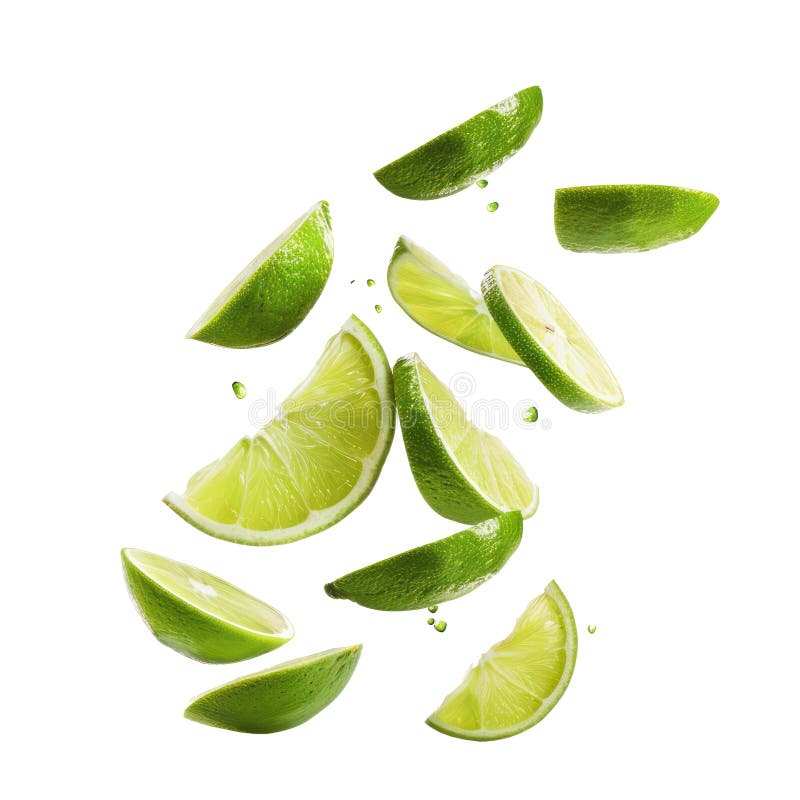 Falling Slices of Lime Isolate on Transparency Stock Illustration ...