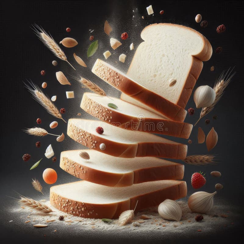 Falling Slices of White Bread, a Set of Four Stock Illustration ...