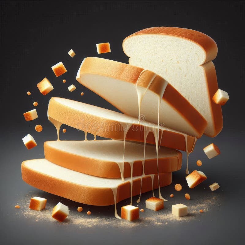 Falling Slices of White Bread, a Set of Four Stock Illustration ...
