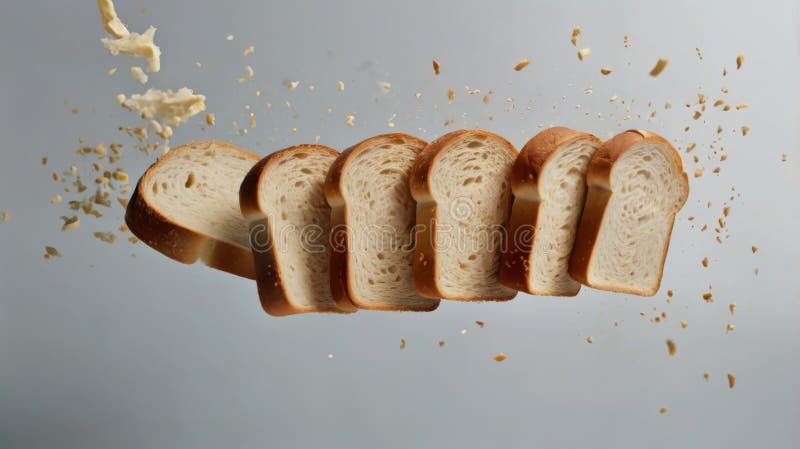 Falling Slices of White Bread, a Set of Four Stock Illustration ...