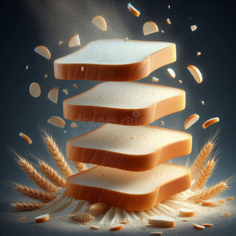 Falling Slices of White Bread, a Set of Four Stock Illustration ...