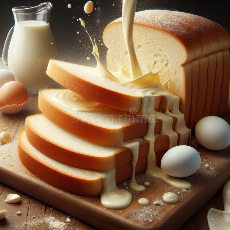 Falling Slices of White Bread, a Set of Four Stock Illustration ...