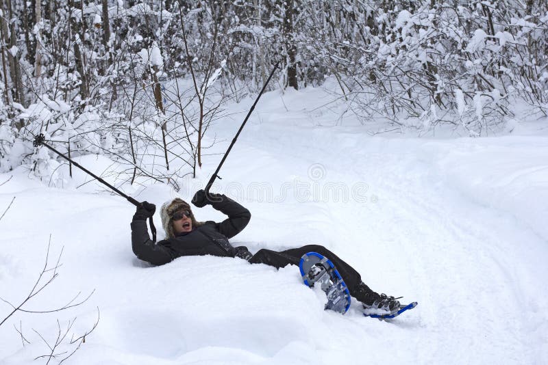 Falling in the snow stock photo. Image of nature, woman - 28415510