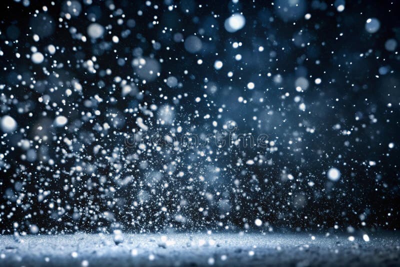 Falling Snow on Black Background Stock Illustration - Illustration of ...