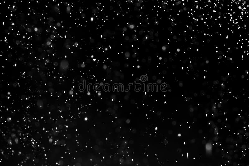 Falling Snow Down on the Black Background Stock Photo - Image of white ...
