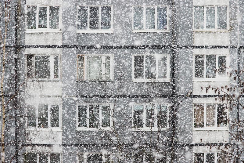 Falling Snow Flakes during the Snowfall from the Sky. Stock Image ...