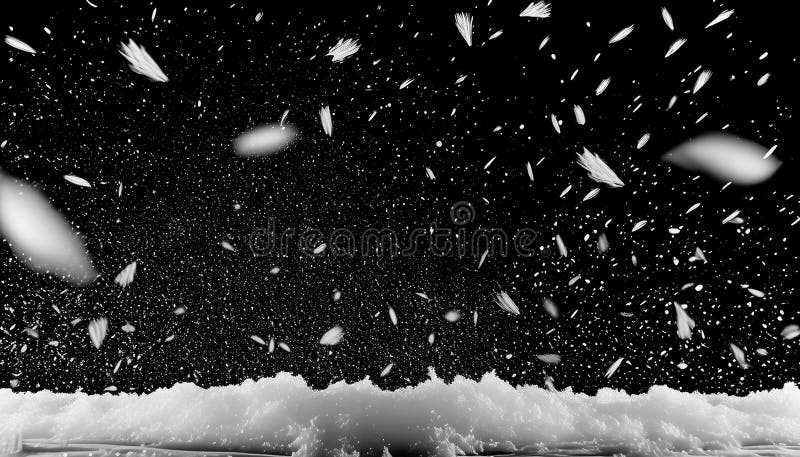 Falling Snow Overlay, Isolated Snow Particles on Black Background with ...