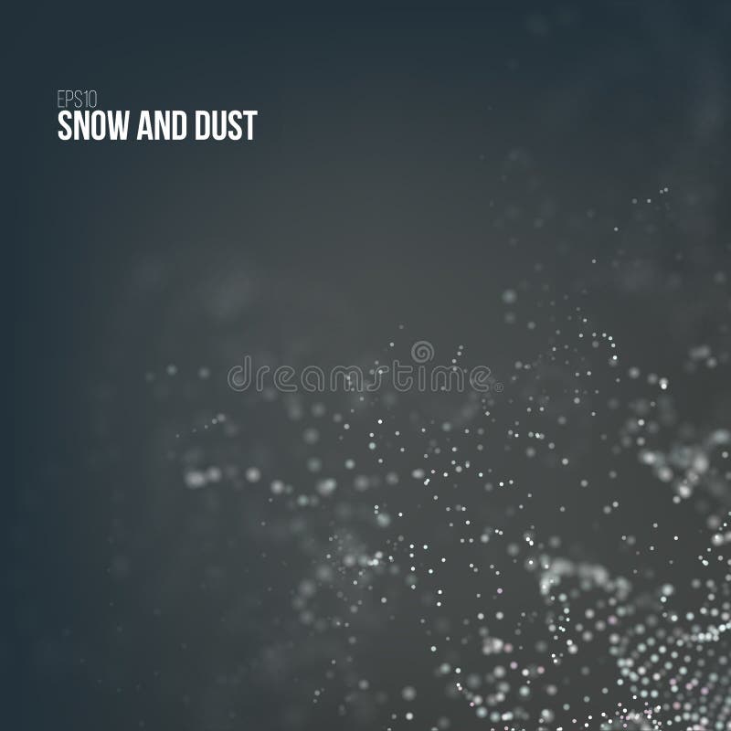 Falling Snow Particles Flying on the Air. Dust on the Dark Background ...