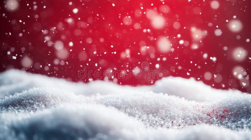 Falling Snow on Red Background: Winter Holiday Scene Stock Illustration ...