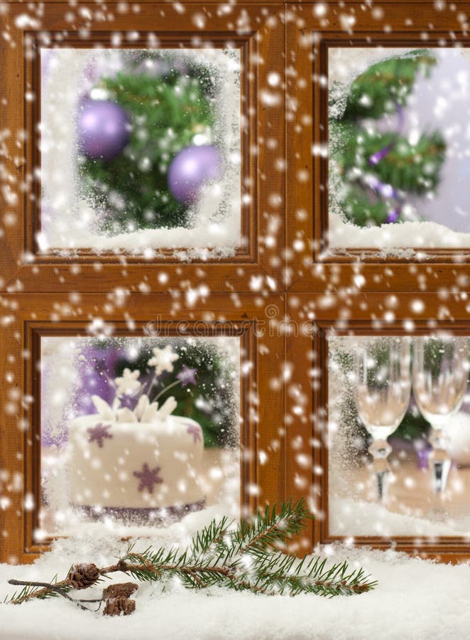 Falling Snow Window stock image. Image of present, holiday - 21899767