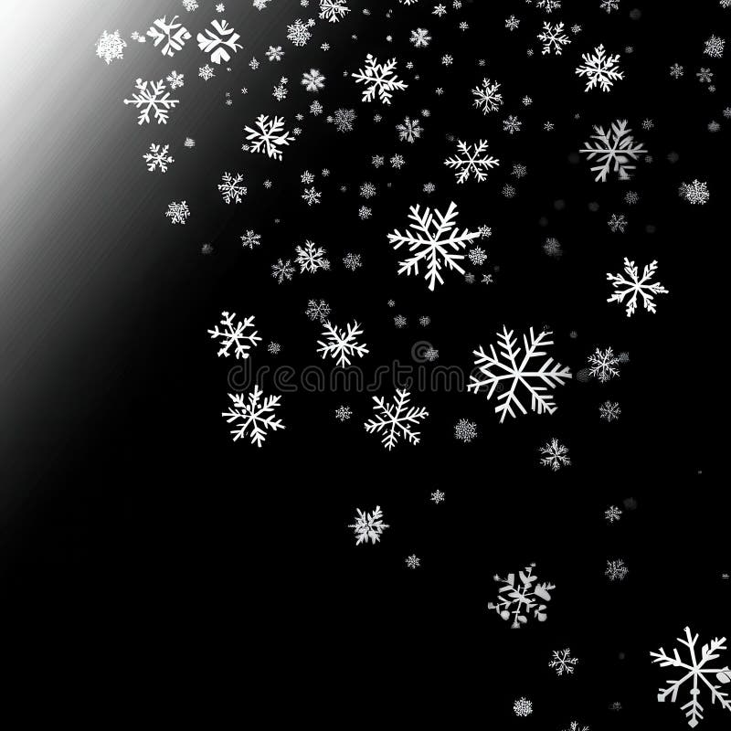 Falling Snowflakes on Black Background, Winter Theme Stock Image ...