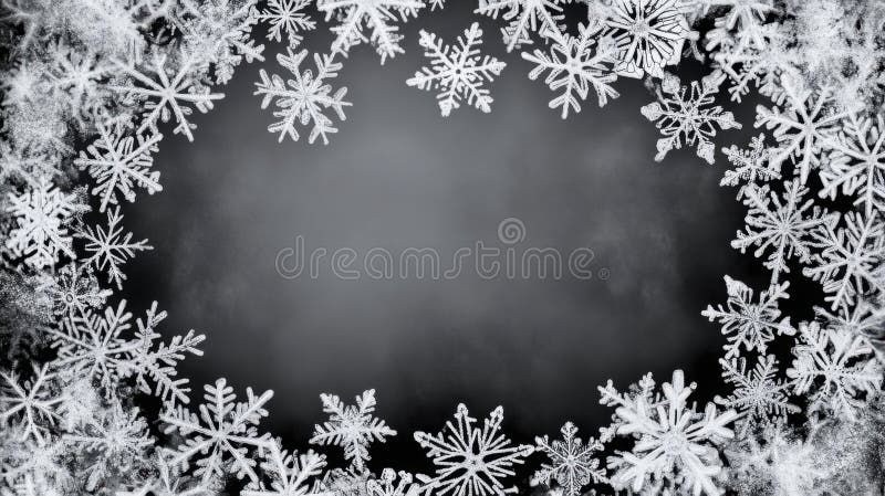Falling Snowflakes Creating a Border with Transparent Space Stock ...