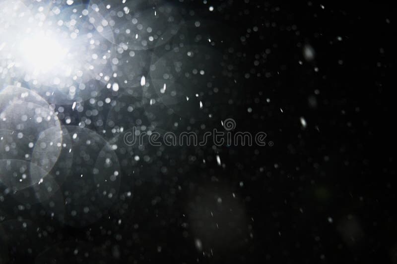 Falling Snow Flakes or Rain on Black Background Stock Image - Image of ...