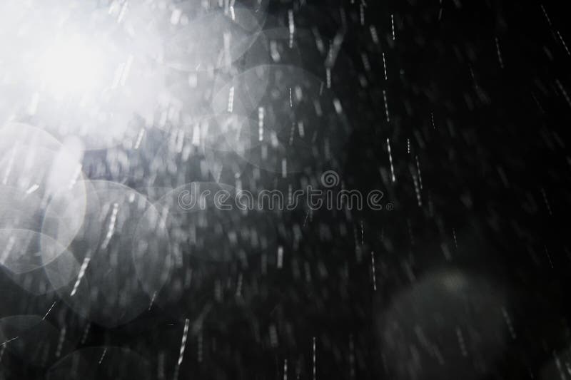 Falling Snow Flakes or Rain on Black Background Stock Image - Image of ...
