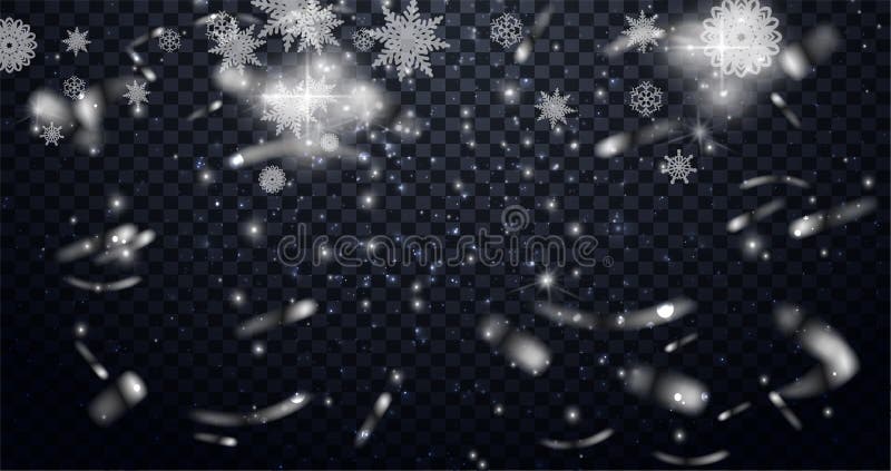 Falling Snowflakes. Falling Snow Effect on Transparent Background ...