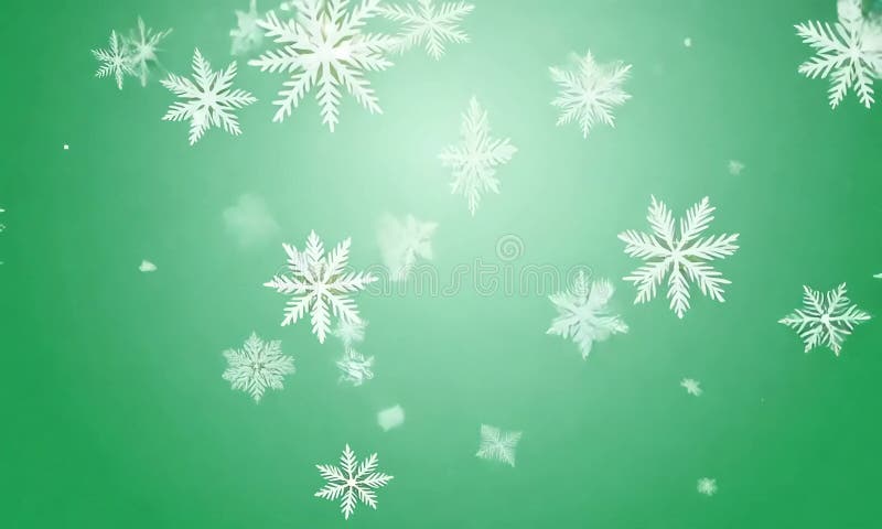 Falling Snowflakes on a Soft Green Background Stock Video - Video of ...