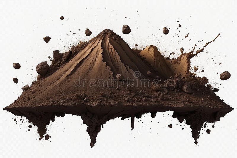 Falling Soil Earth Isolated on White or Transparent Png Stock ...