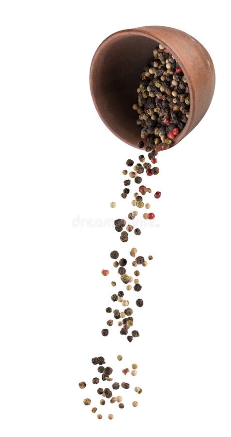 Falling Spices from Clay Plate Isolated on a White Background Stock ...