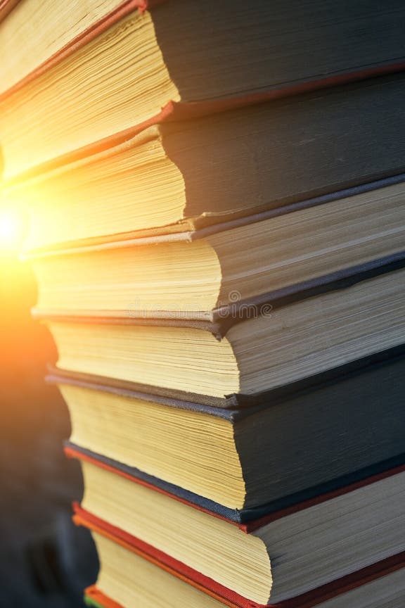 Falling Stack of Books with a Solar Flare Stock Photo - Image of ...