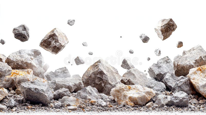 Falling and Stacked Rocks on White Background Stock Illustration ...