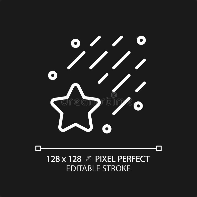 Falling Star Pixel Perfect White Linear Icon for Dark Theme Stock ...