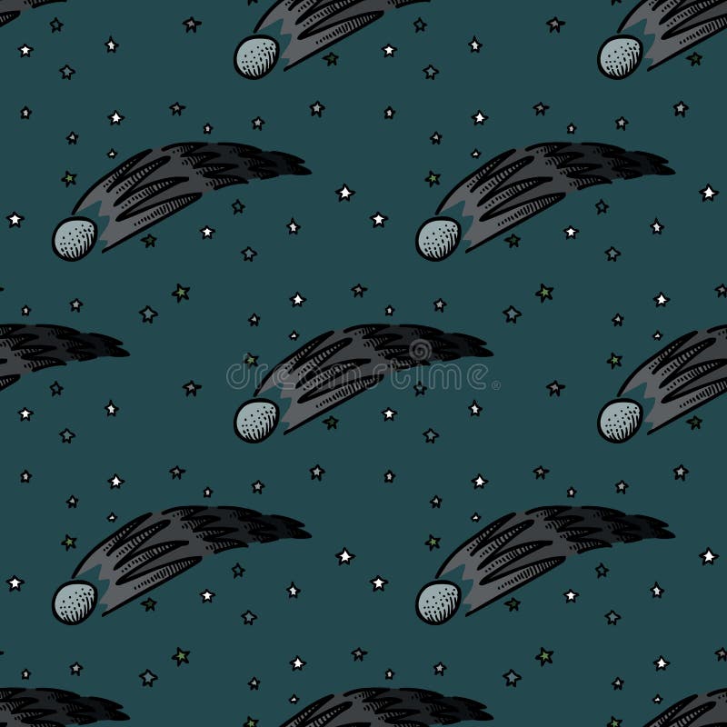 Falling Star Seamless Pattern Stock Vector - Illustration of fall ...