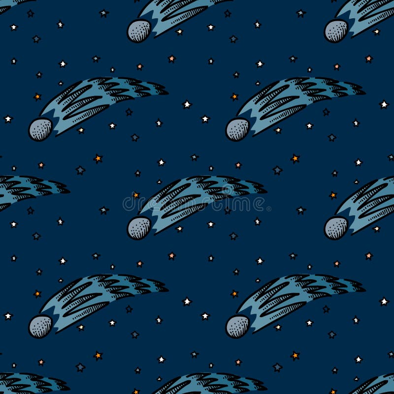 Falling Star Seamless Pattern Stock Vector - Illustration of quirky ...