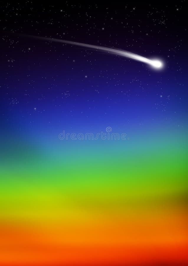 Falling Star Trail with Rainbow Color Gradient - Starry Sky Stock ...