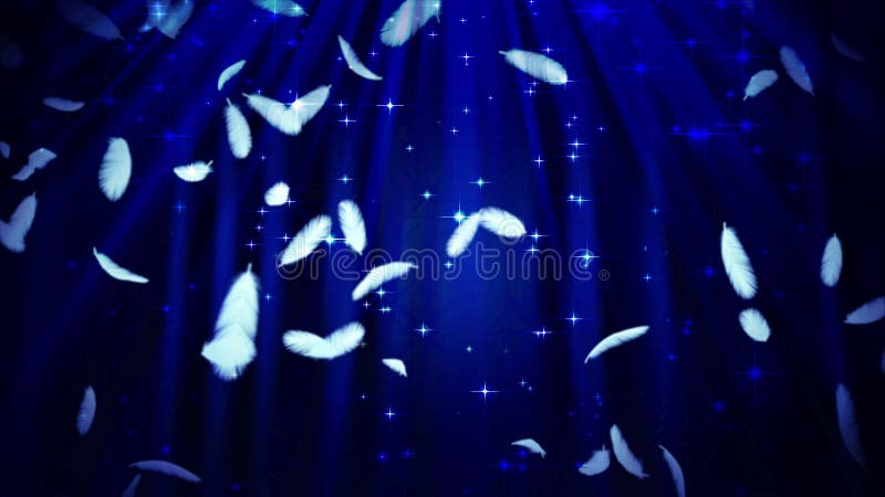 Falling Stardust, Feathers and Blue Curtain Background Loop Stock ...
