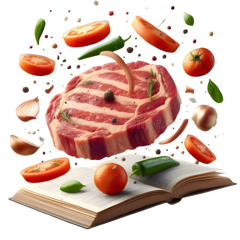 Falling steak meat stock photo. Illustration of generated - 330480772