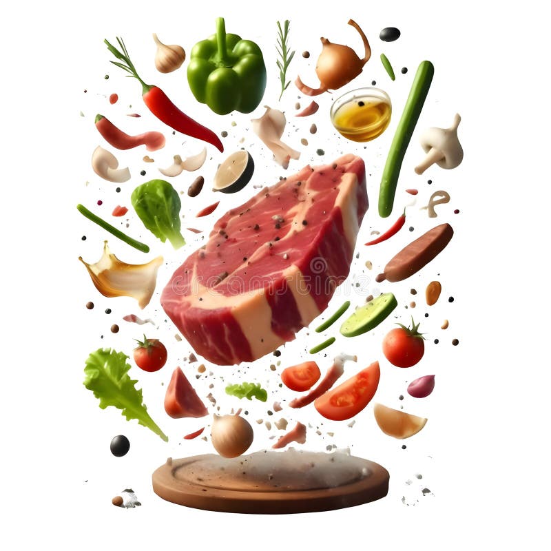 Falling steak meat stock illustration. Illustration of generated ...