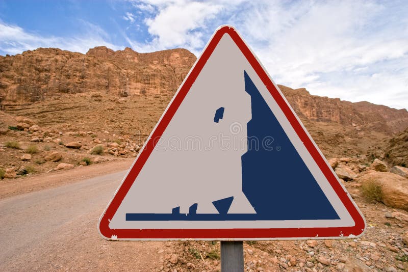 Falling stone sign stock photo. Image of warning, sign - 3355454