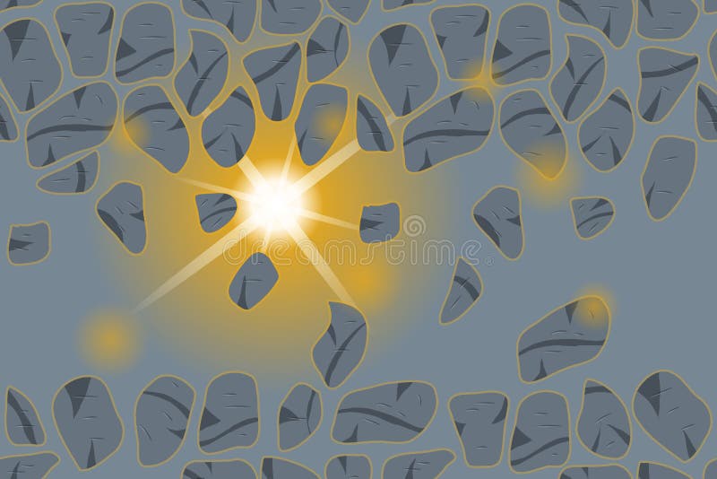 Falling Stones Against the Backdrop of the Shining Sun Stock Vector ...