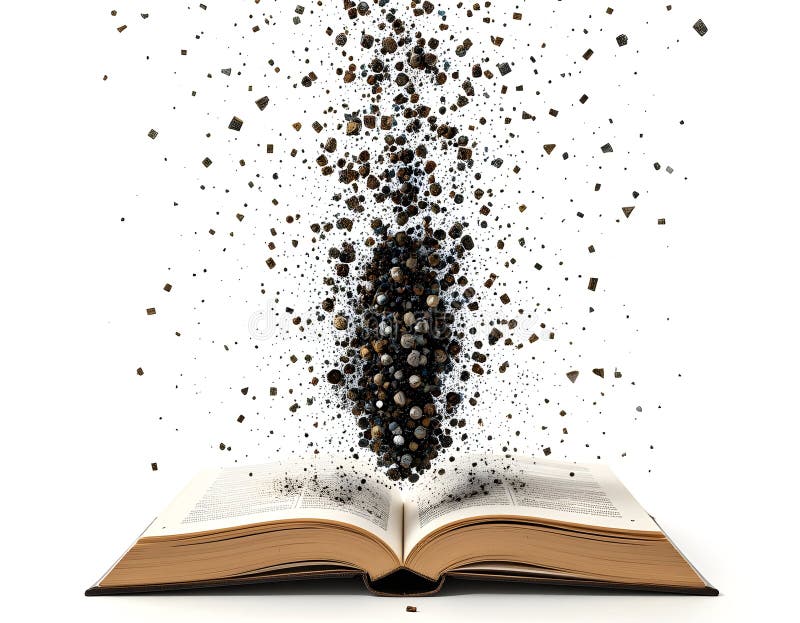 Falling Stones from Open Book Pages Showcasing Knowledge and Learning ...