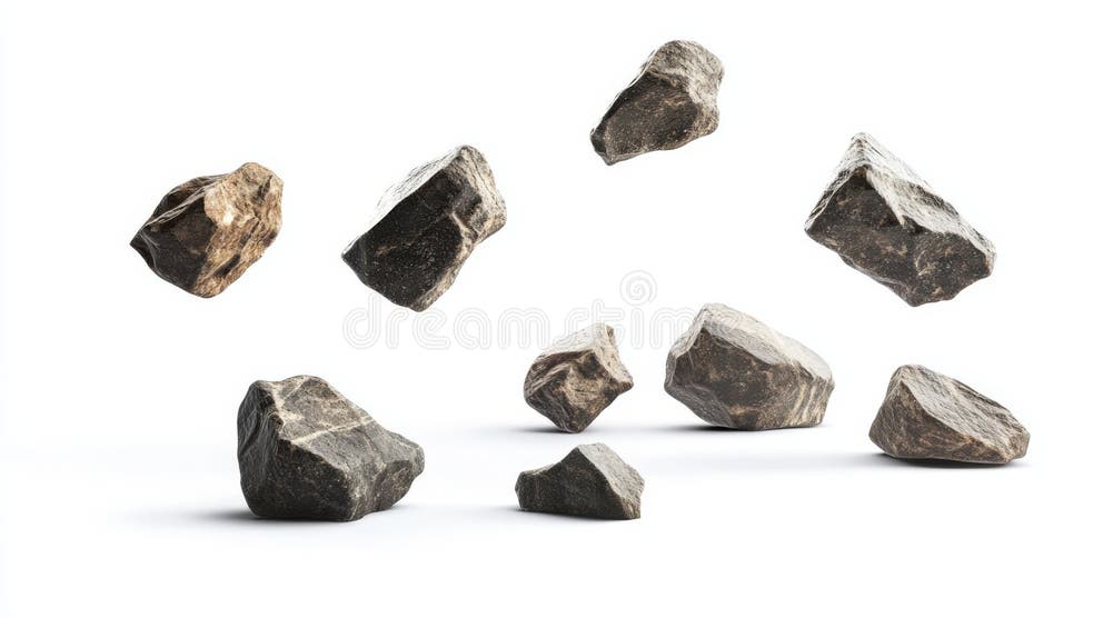 Falling Stones on White Background Stock Illustration - Illustration of ...