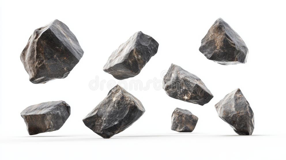 Falling Stones on White Background Stock Illustration - Illustration of ...