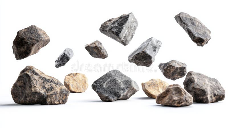 Falling Stones on White Background Stock Illustration - Illustration of ...