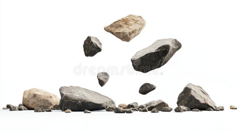 Falling Stones on White Background Stock Illustration - Illustration of ...
