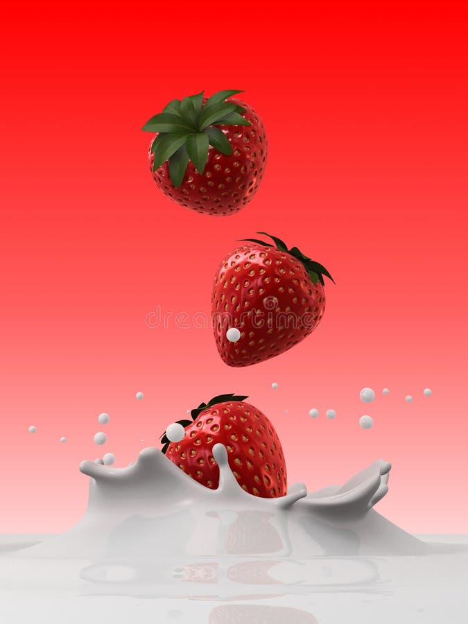 Falling strawberries stock illustration. Illustration of product - 4129434