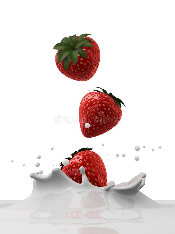 Falling strawberries stock illustration. Illustration of liquid - 4129474