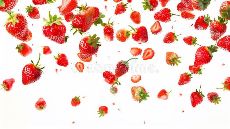 Falling Strawberries Isolated on White Background Stock Illustration ...