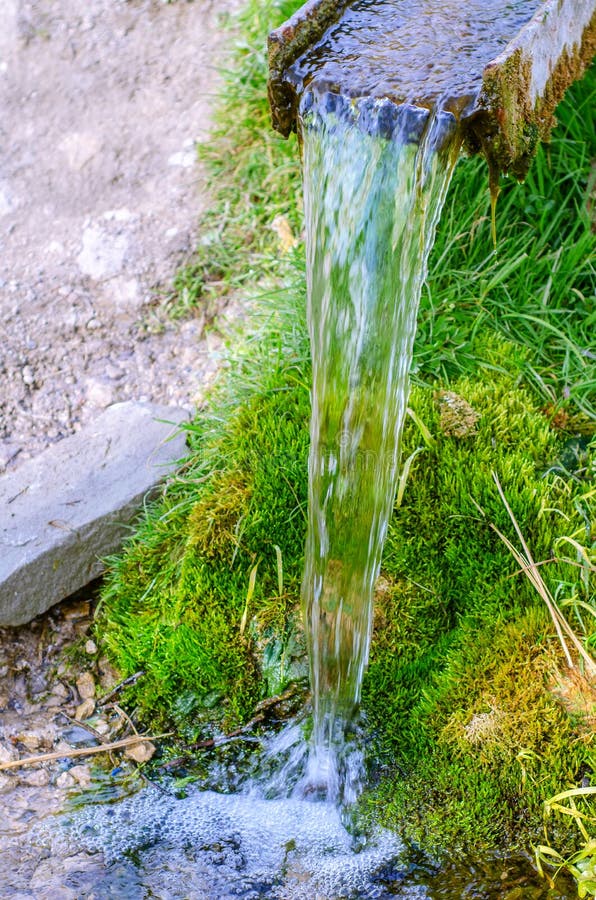 Falling Stream of Fresh Clean Spring Water. Energy of Nature Stock ...