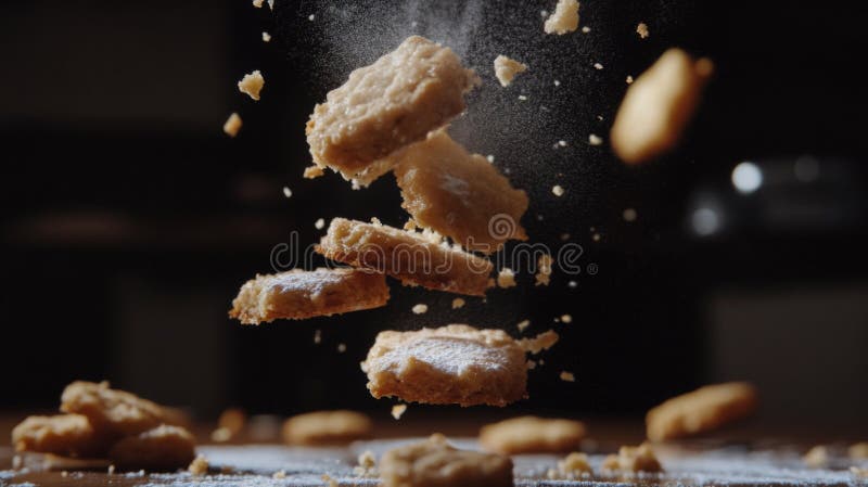 Falling Sugar Cookies in Dark Setting Stock Illustration - Illustration ...