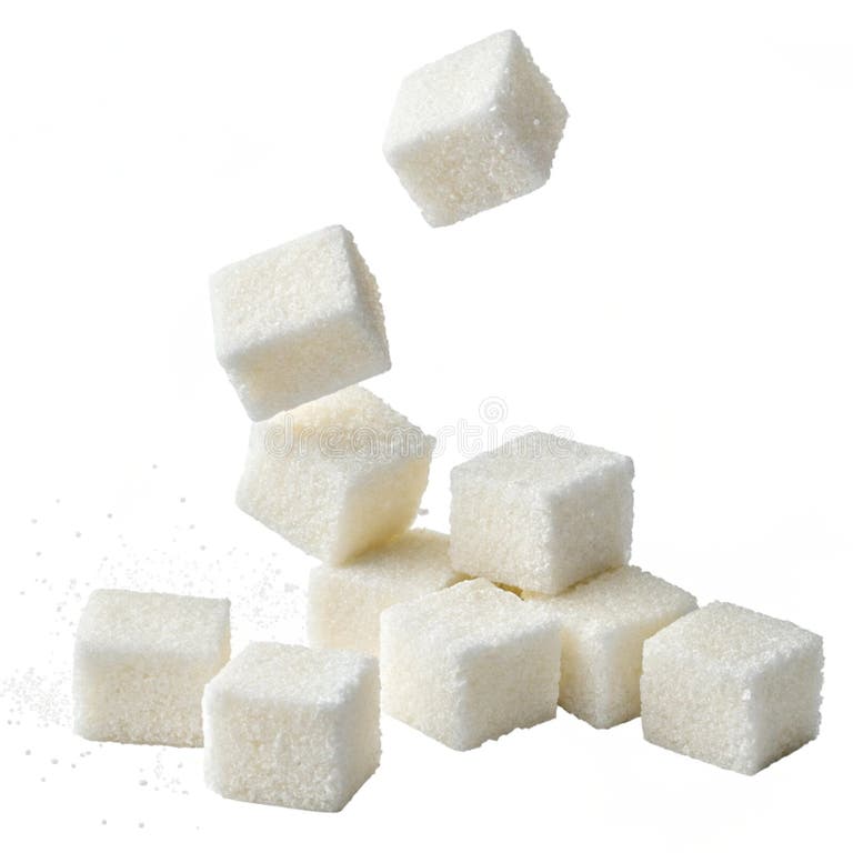 Falling Sugar Cubes Isolated on White Background Stock Illustration ...