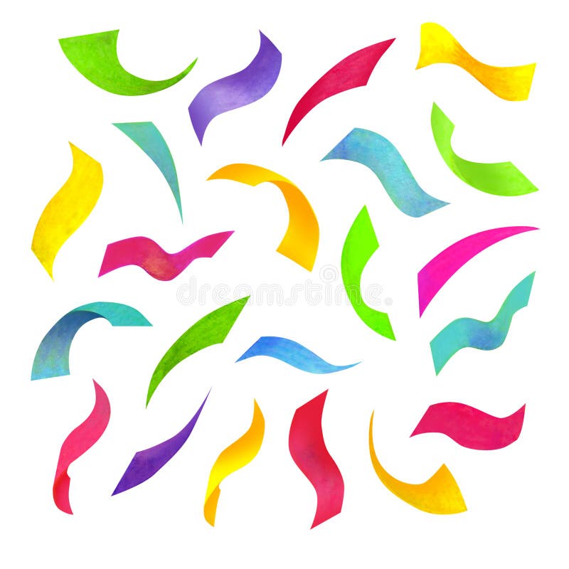 Falling and Swirling Confetti. Set of Hand Drawn Festive Design Objects ...